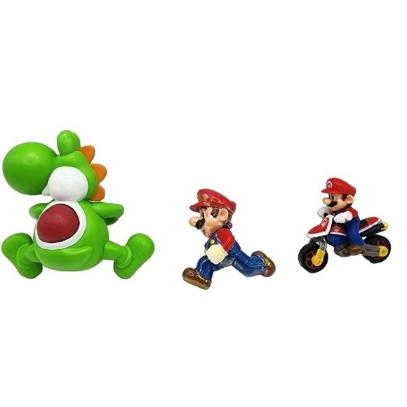 Toys | Lot Of 3 Super Mario Bros Figures Yoshi Mario On Motorcycle ...